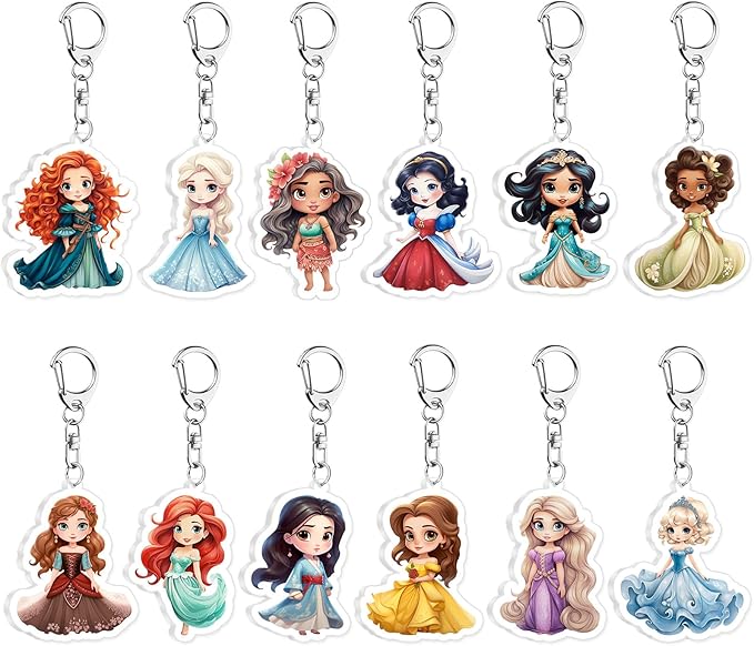 Amazon.com: Princess Birthday Party Supplies, 24Pcs Acrylic Keychains ...