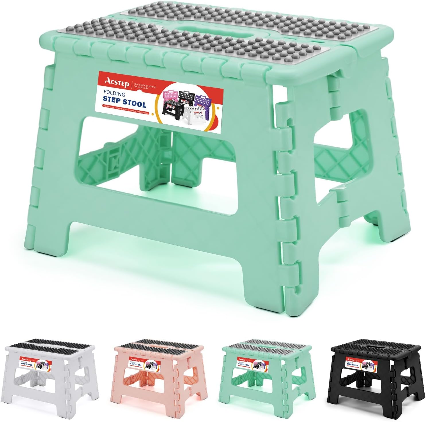 Amazon.com: ACSTEP 9 Inch Folding Step Stool 300 LB Capacity Non Slip ...