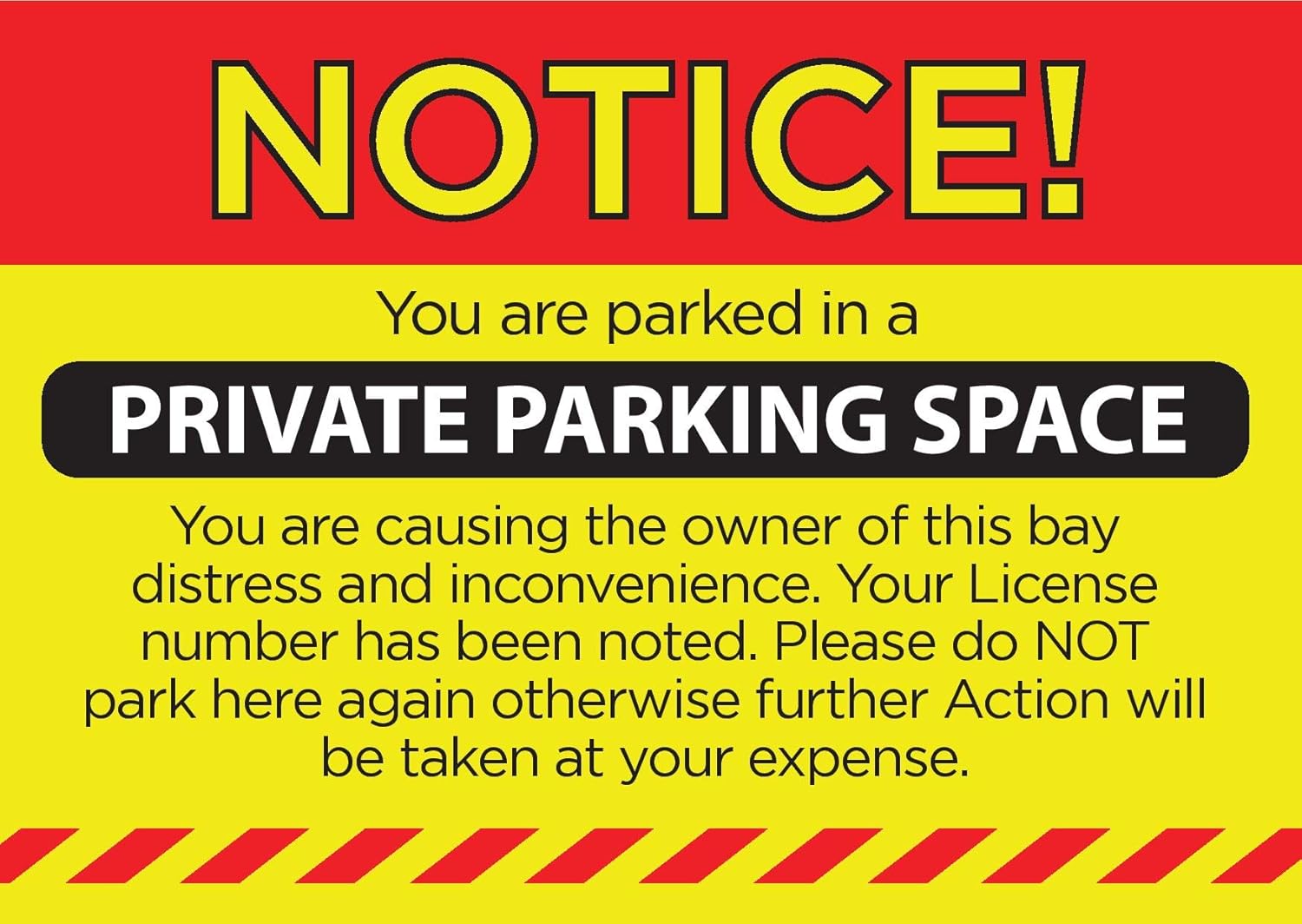 Private Parking NOTICE Stickers (Pack of 10) No Permit Area Violation ...