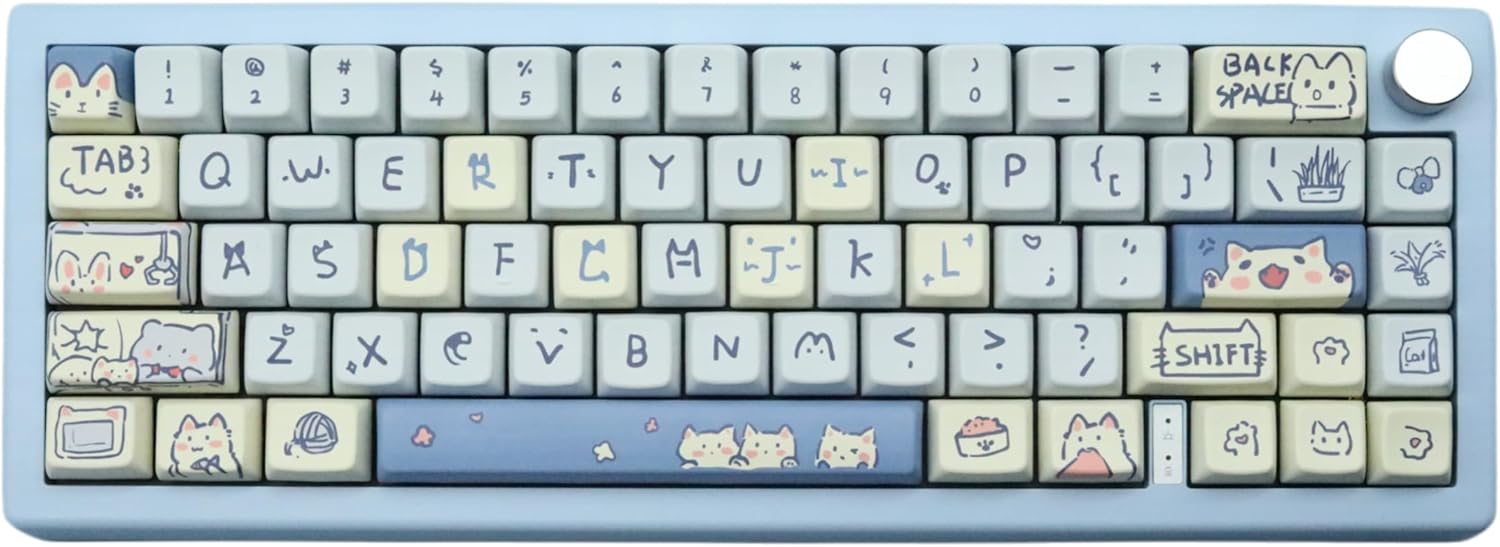 Cmokifuly Cat Cute Keycaps MDA Profile Keycaps,Custom PBT Keycaps for ...