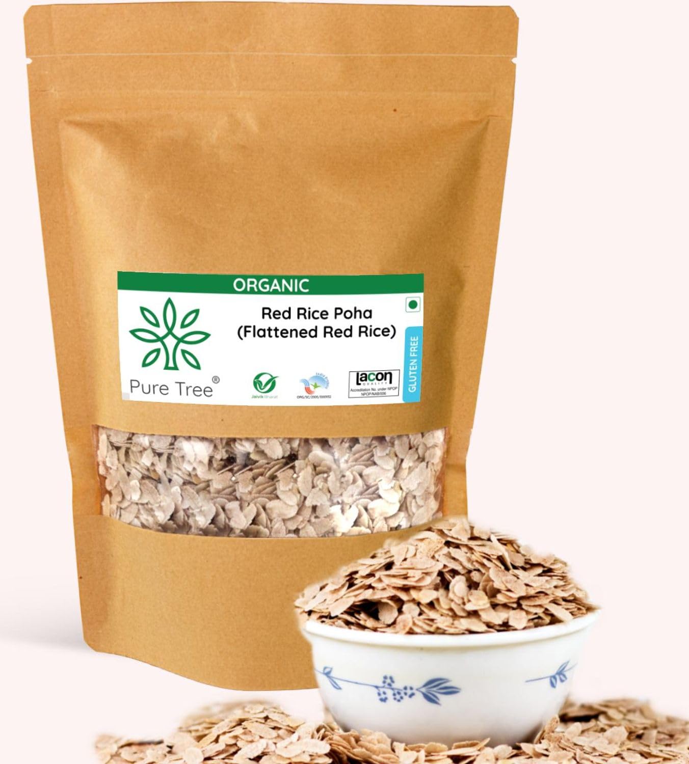 Pure Tree Certified Organic Red Poha | 900 Gm | Red Aval | Red Rice ...
