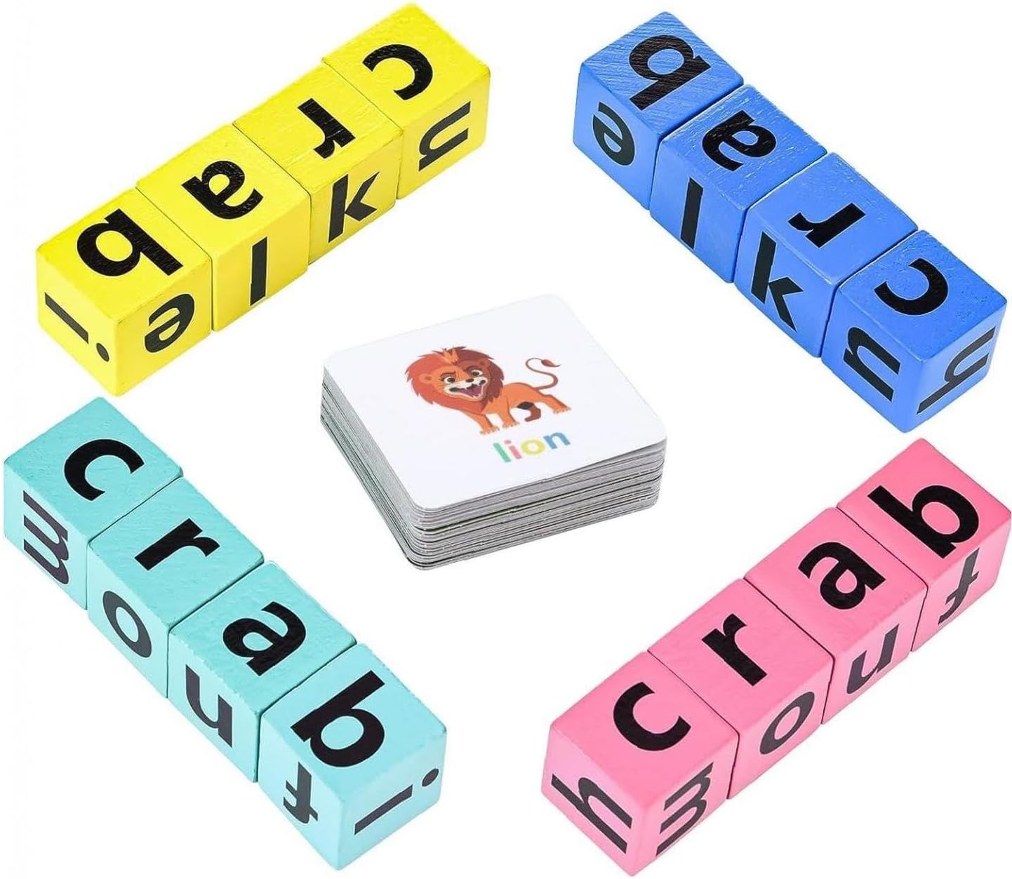 Amazon.co.jp: Wooden Blocks Spelling Game Matching Letter Game Alphabet ...