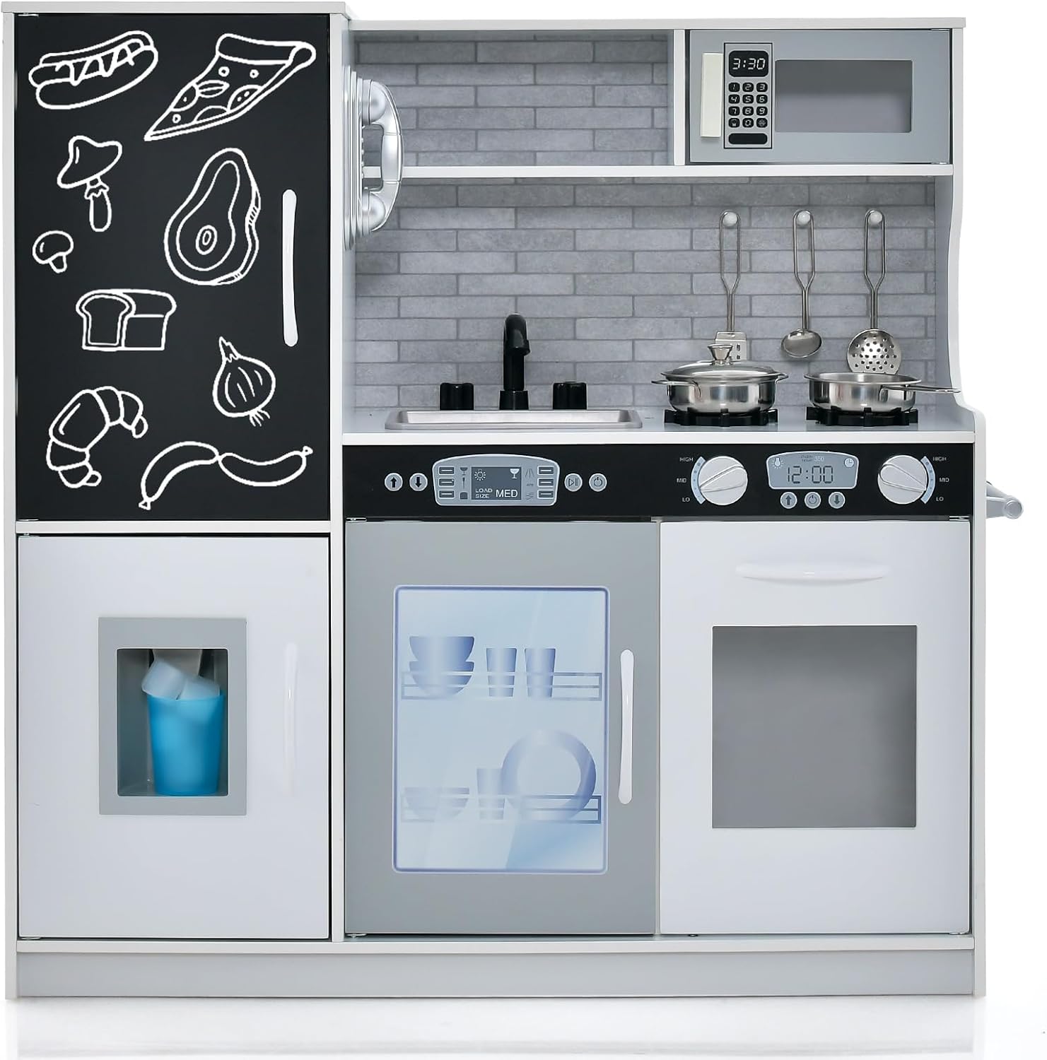 Amazon.com: Costzon Kids Kitchen Playset, Wooden Kitchen Toy Set w ...