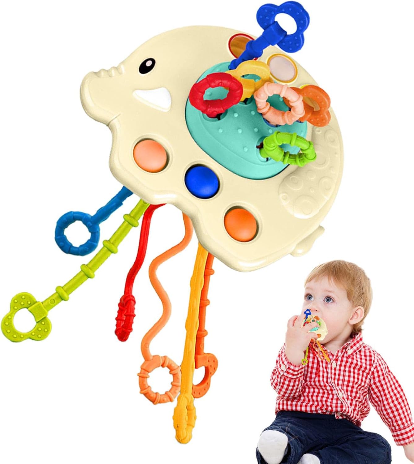 XINXI Sensory Pulling Toy - Elephant Toddler Sensory Toys,Food Grade ...