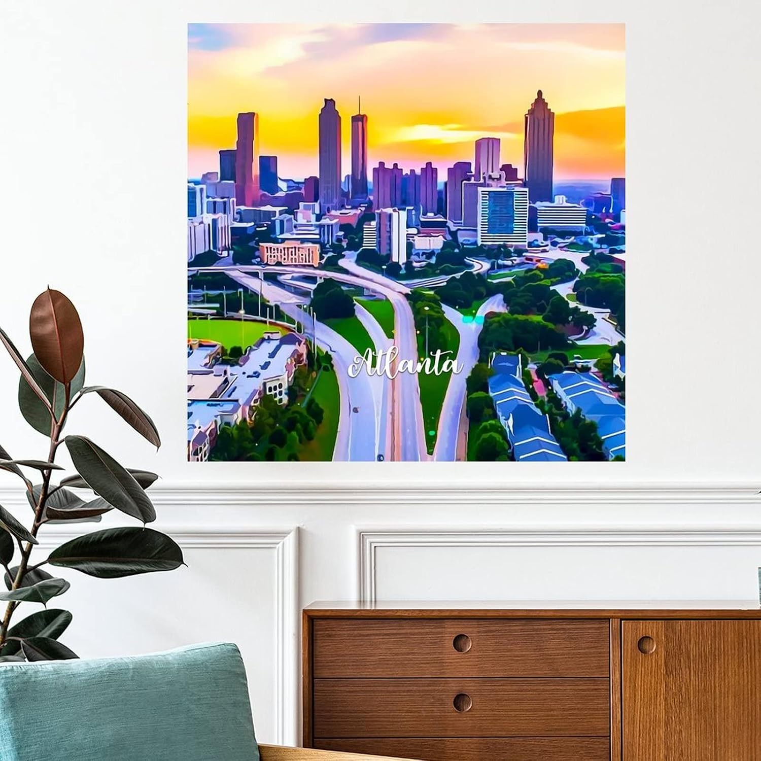 Amazon.com: Atlanta Downtown Cityscape Wall Stickers Georgia USA Mural ...