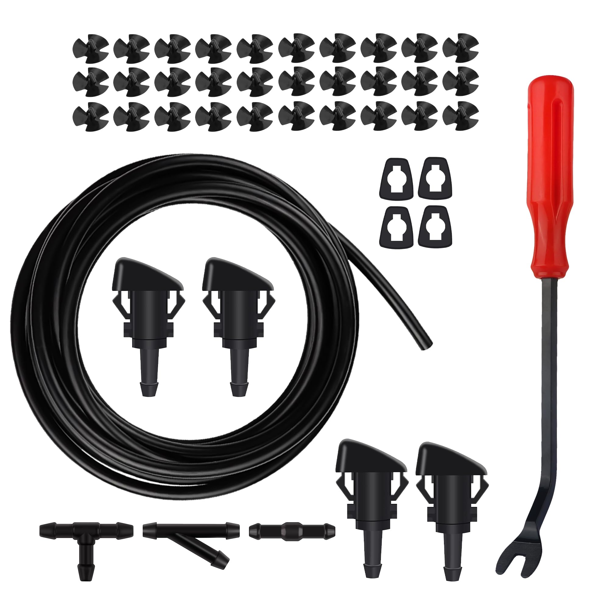 Amazon.com: 43PCS Windshield Washer Hose Kit,6.56Ft Windshield Wiper ...