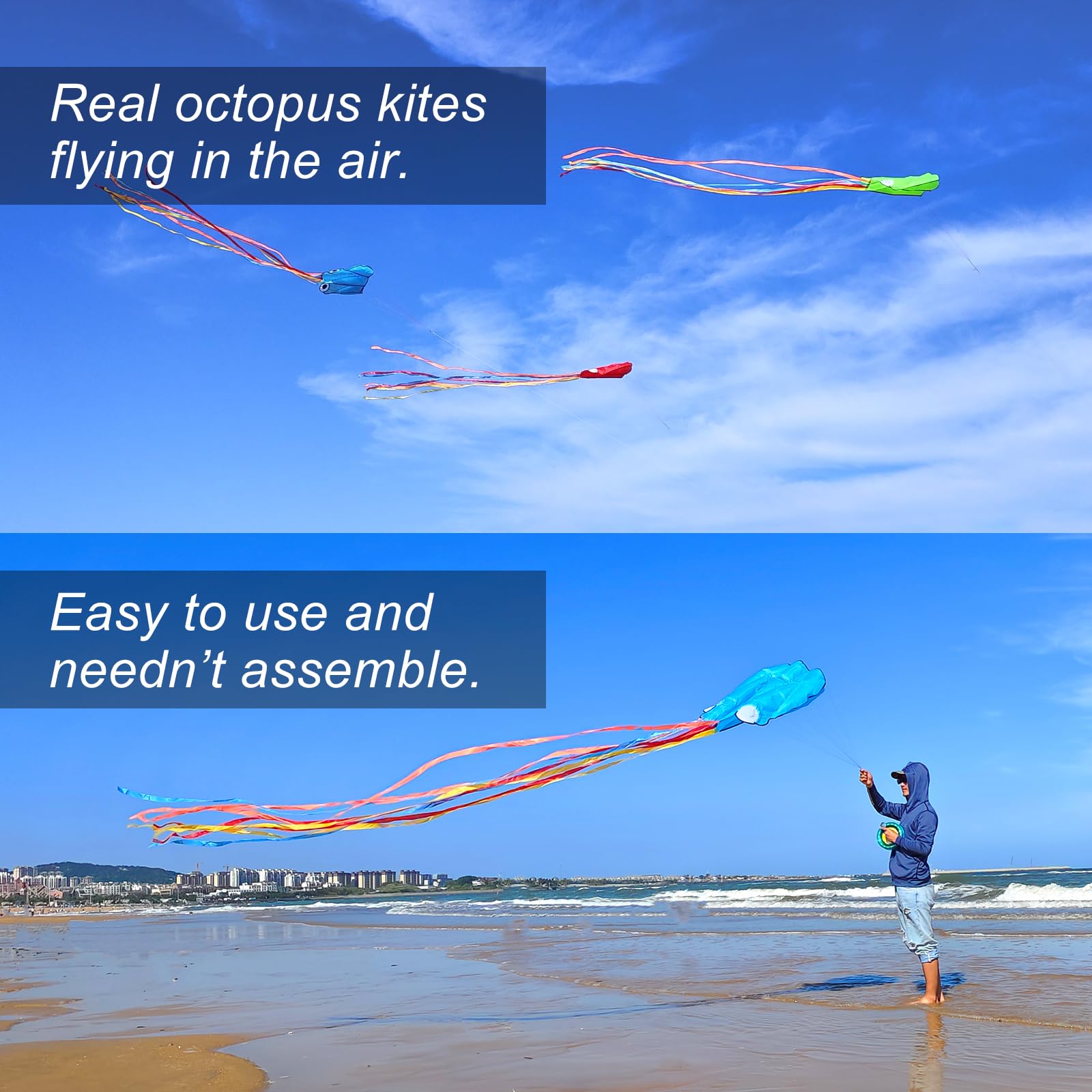 Snapklik.com : Kaiciuss Octopus Kite & Kite Reel Set, Easy To Fly Beach ...