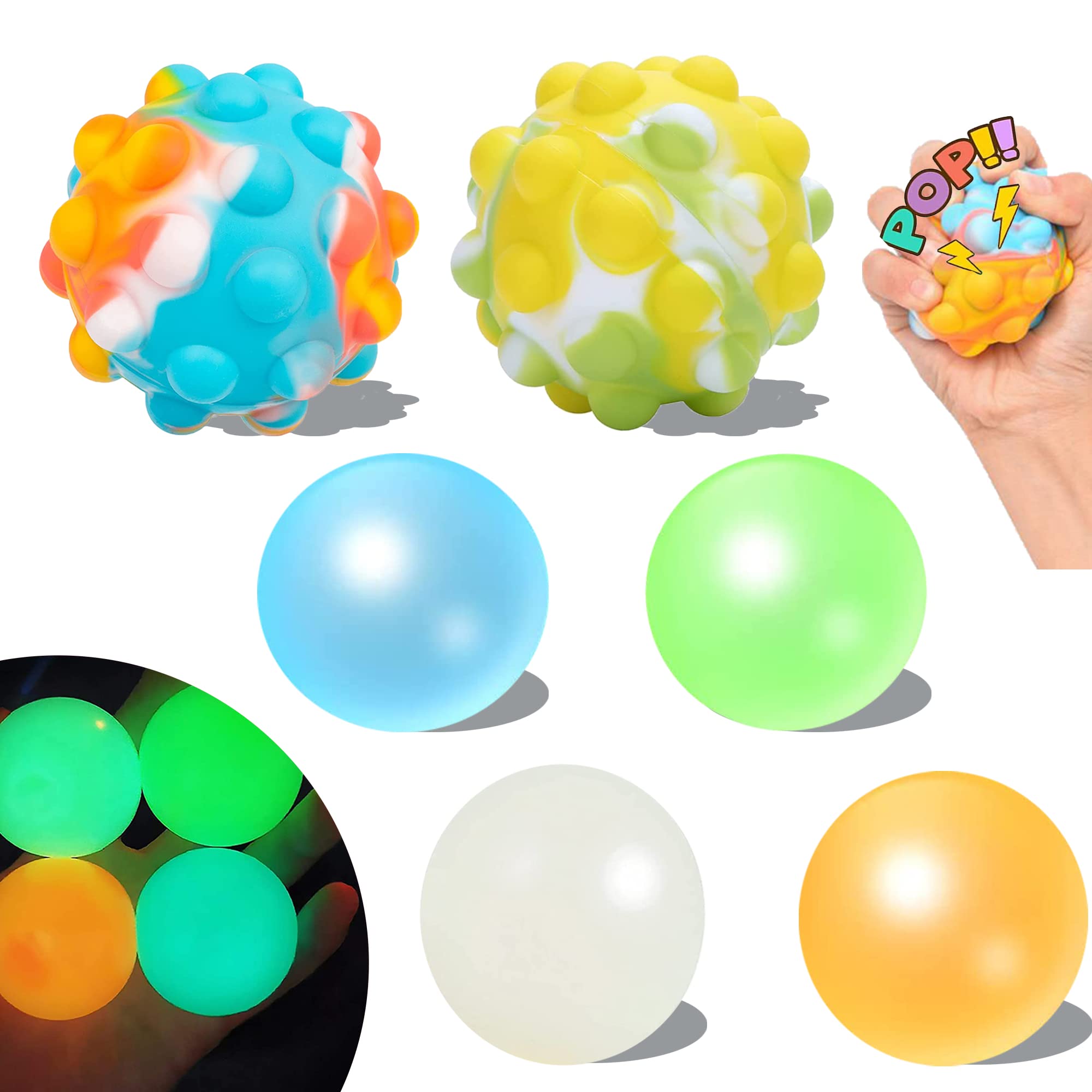 Buy KANSUN PAUL 3D Pop Stress Ball Fidget Toys 6 Pack Push Pop Stress ...