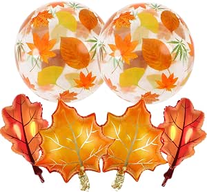 Amazon.com: Happy Fall Balloon, 6Pcs Big Maple Leaves 4D Sphere Acorn ...