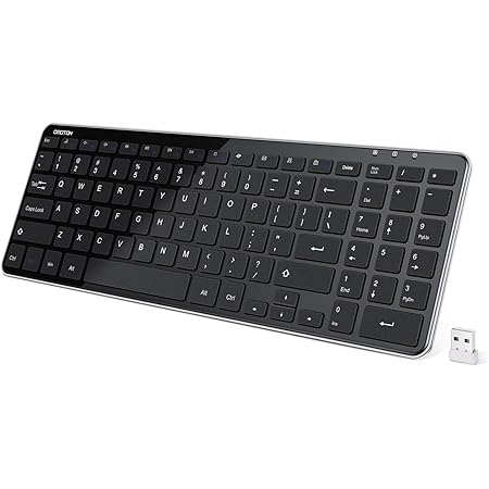 Arteck 2.4G Wireless Keyboard Stainless Steel Ultra Slim Full Size ...