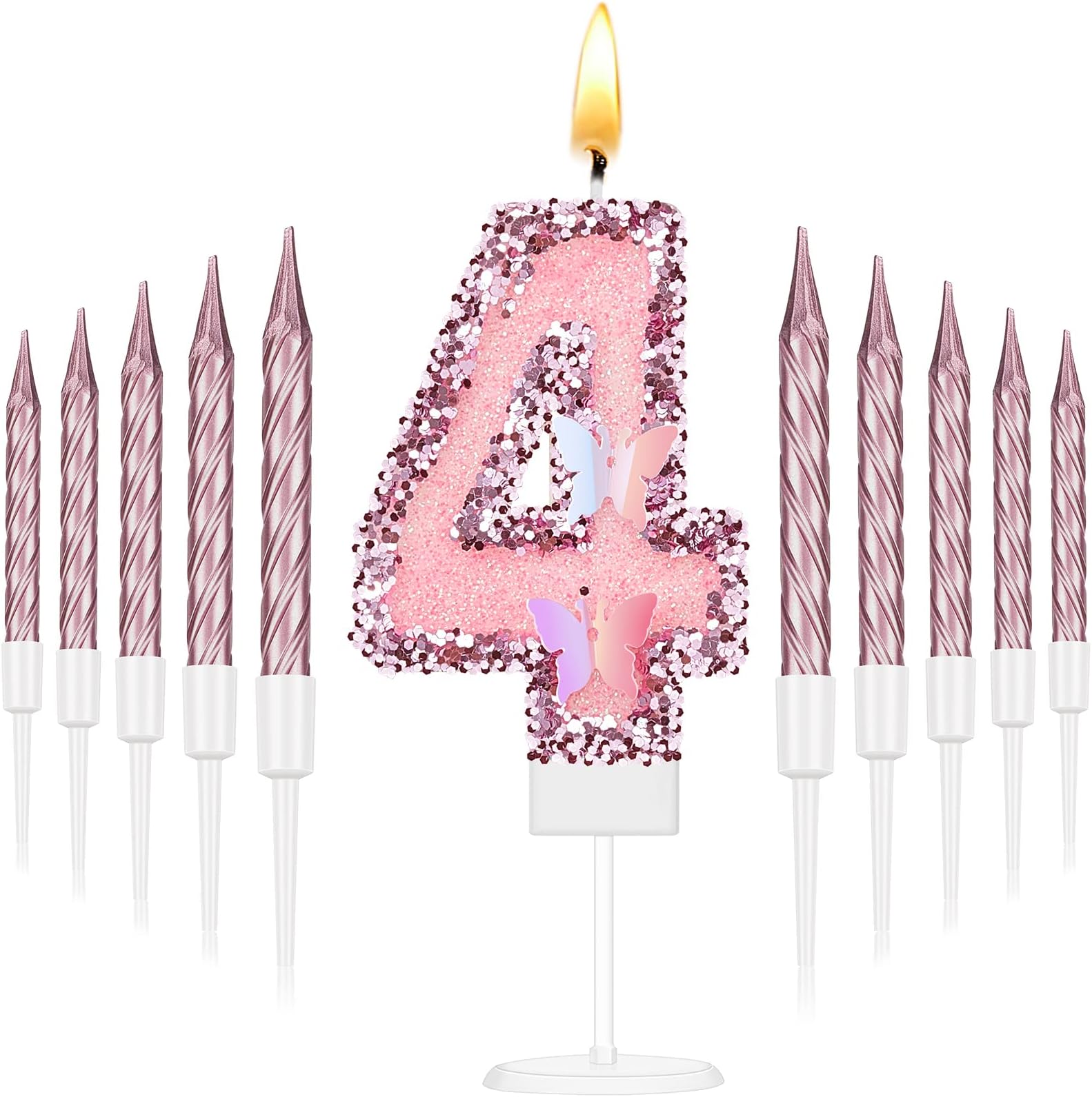 Amazon.com: 4th Birthday Candle Four Years Pink Happy Birthday Number 4 ...