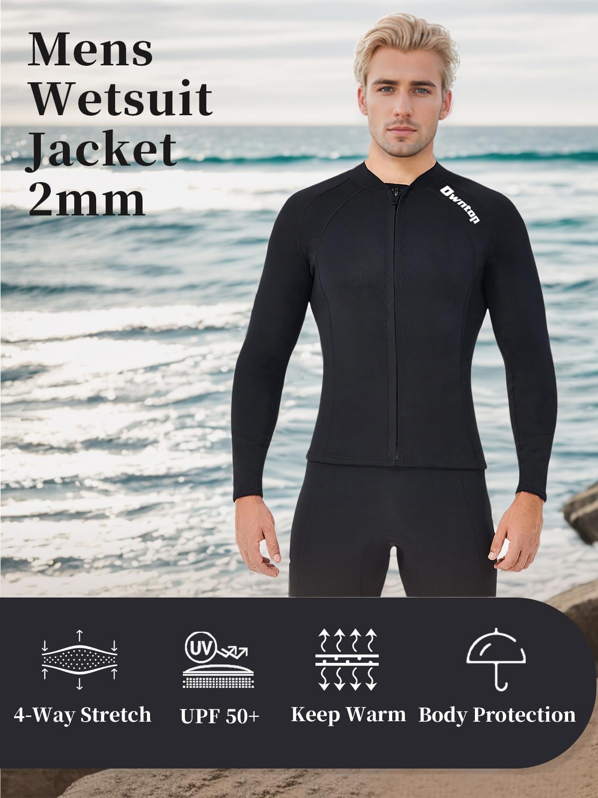 Snapklik.com : Owntop Mens Wetsuit Top, 2MM Wetsuits Jacket Men, Long ...