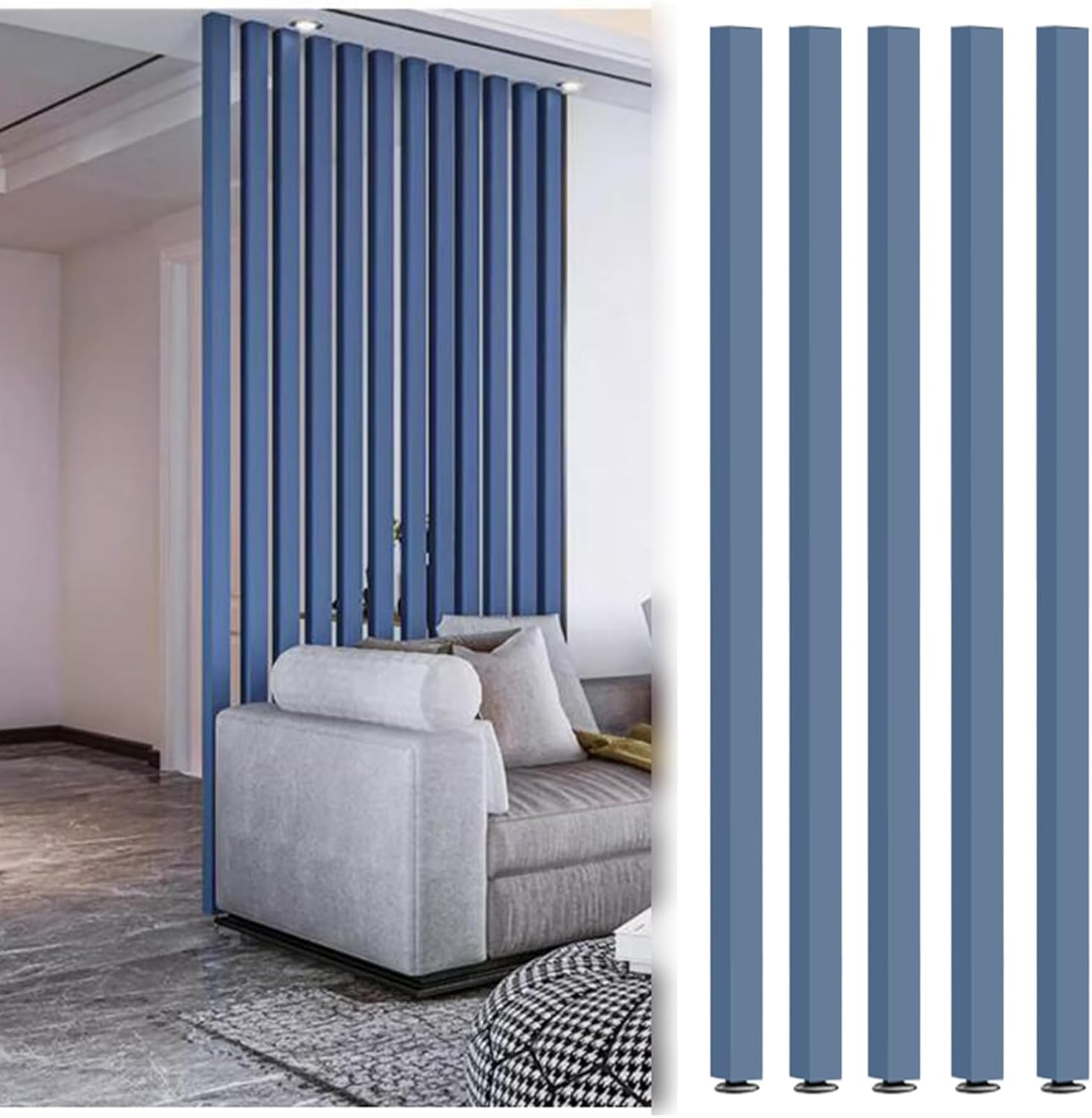 JLXJYS 2.3m/7.6ft Room Divider Pole, Square Room Partition Post Wood ...