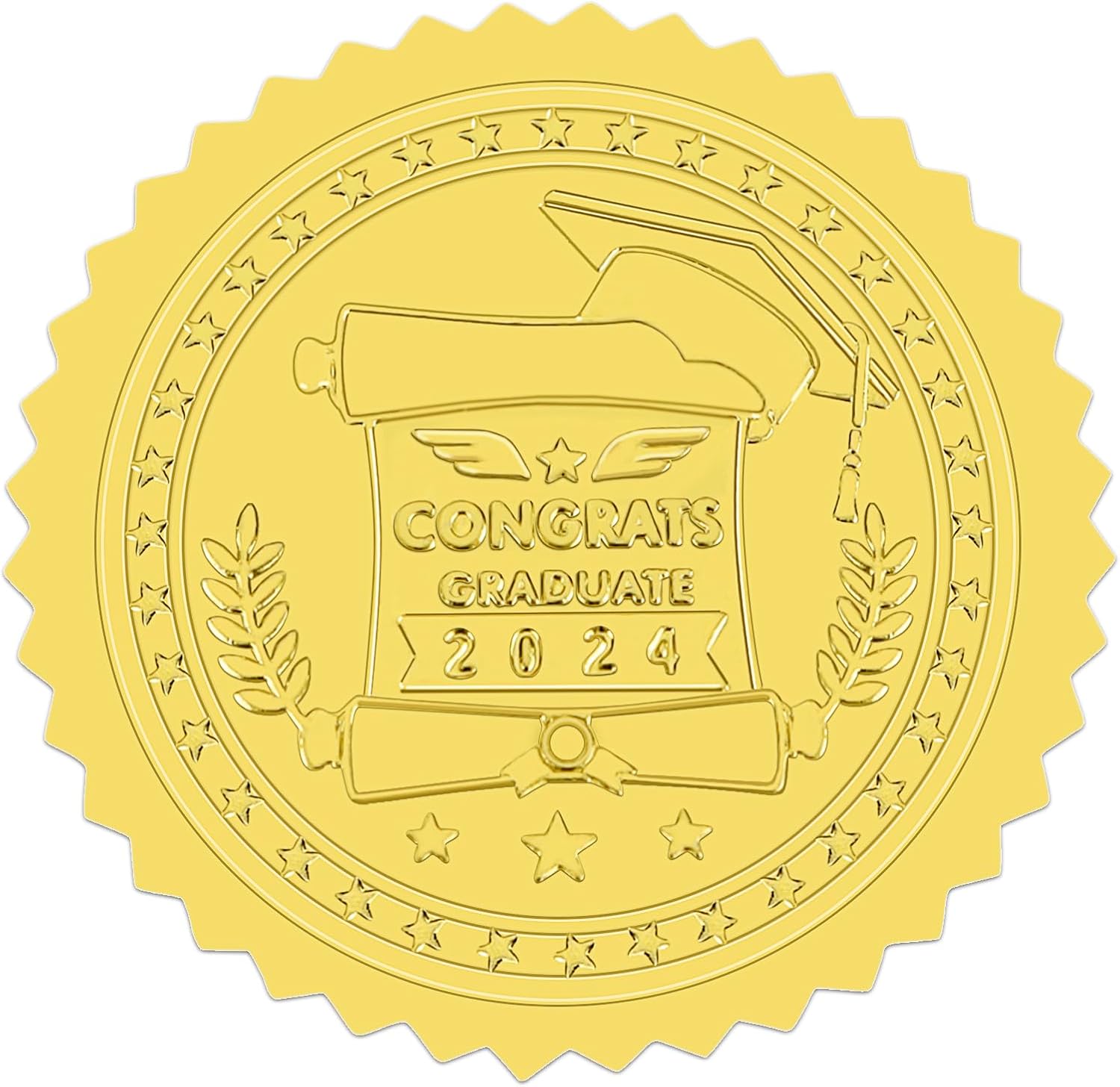 Amazon.com : WhatSign 36Pcs Gold Embossed Graduation Stickers 1.5 ...