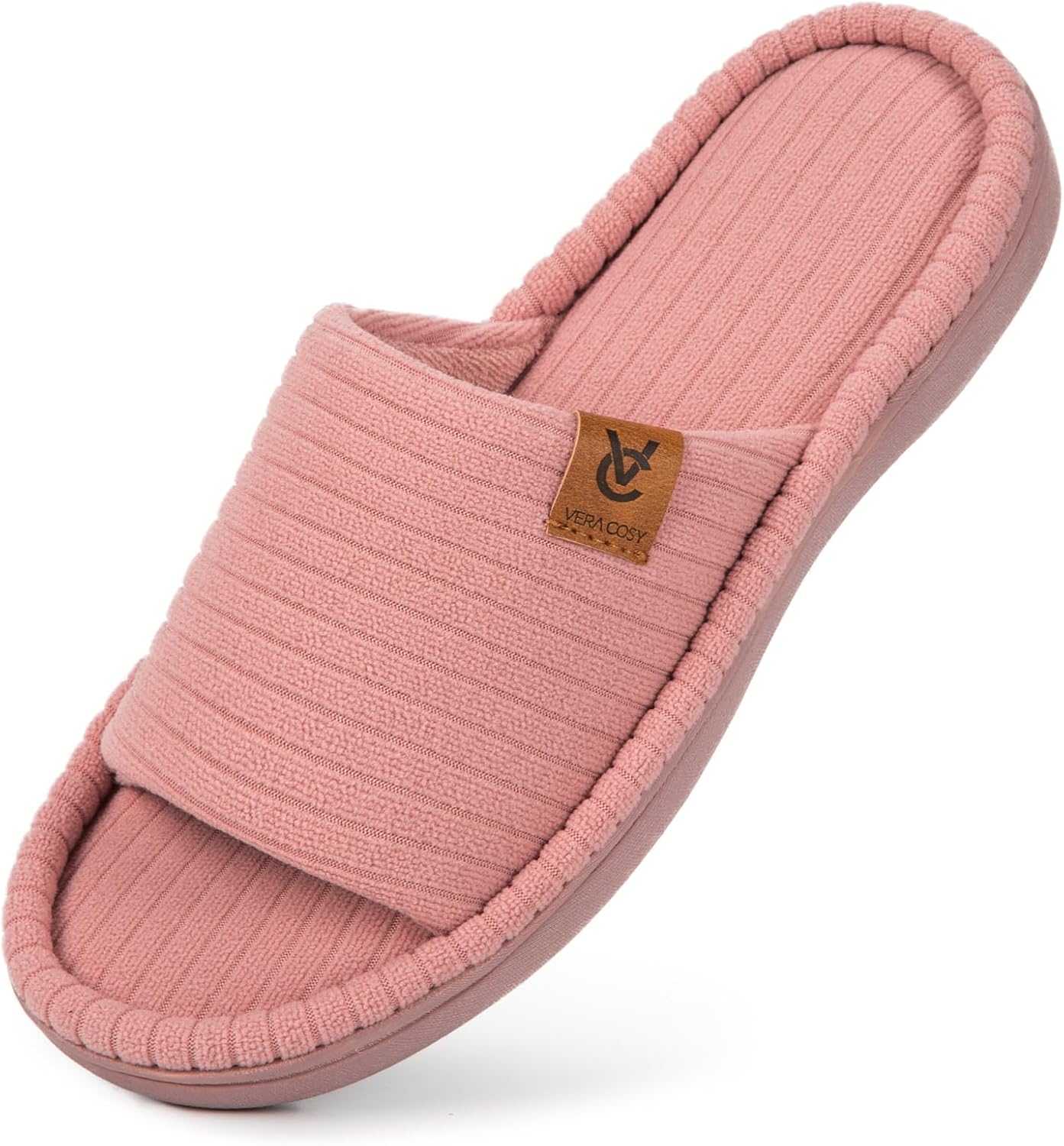 Amazon.com | VeraCosy Women's Open Toe Slippers Soft Terry Cloth Indoor ...