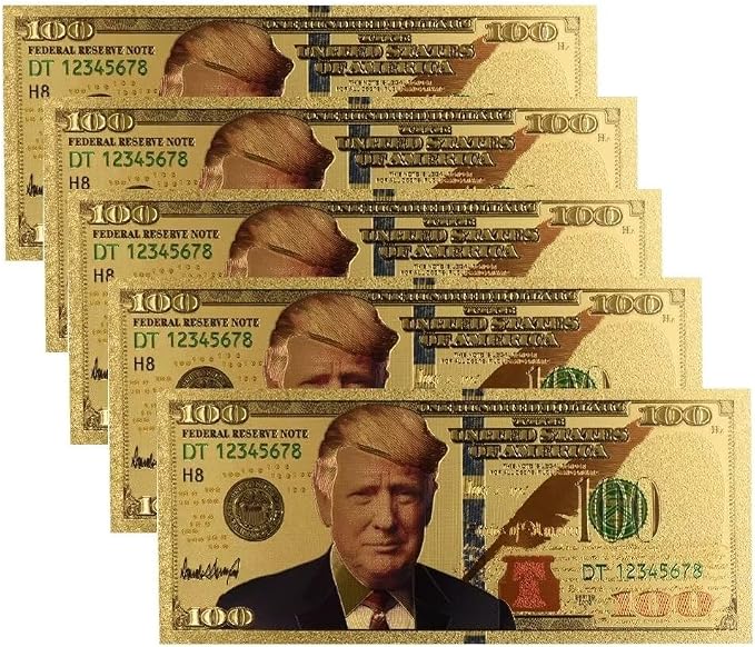 Amazon.com: YIQILAFADA Gold Trump Dollar Bills, President Donald Trump ...
