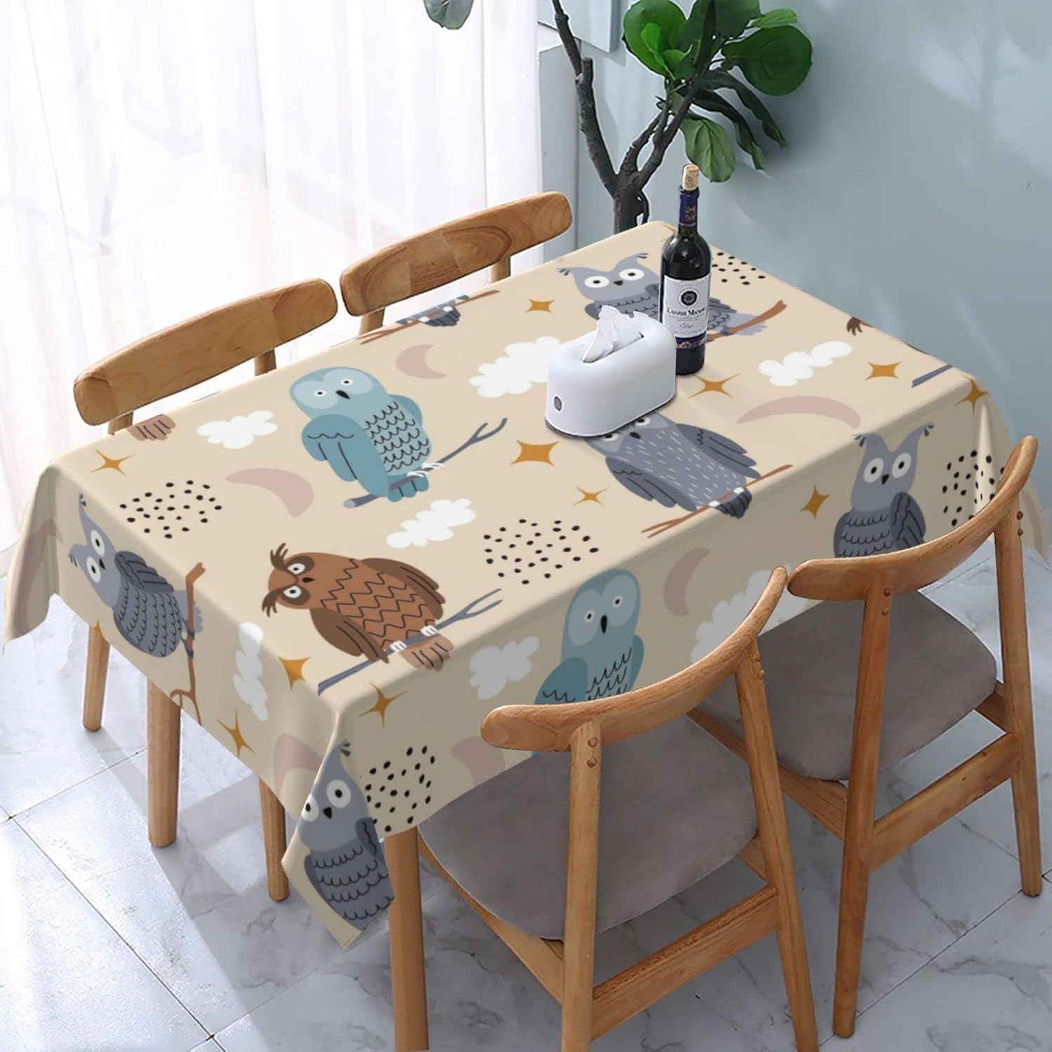Amazon.com: AFHYZY Owl Table Cloth Waterproof Rectangle Tablecloth ...