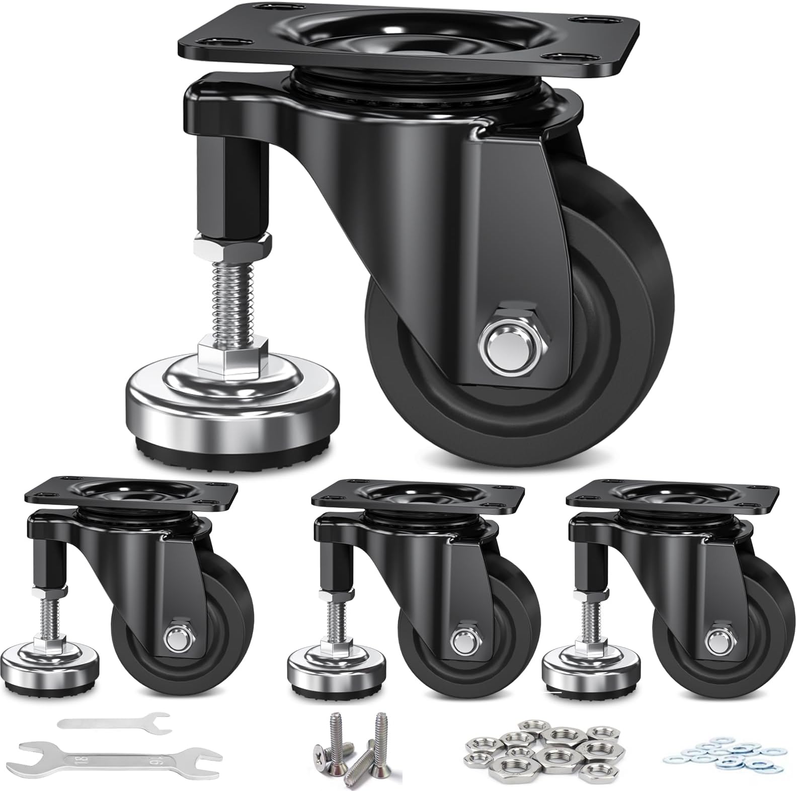 Amazon.com: Happybuy Leveling Casters Set of 4, 2" - Self Leveling ...