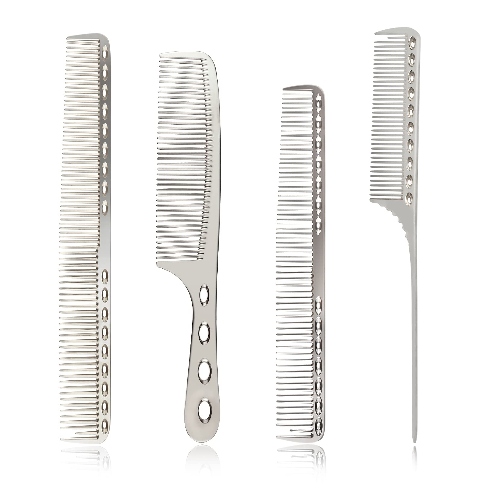 4 Types Professional Aluminum Dressing Comb Metal Comb Cutting Combs ...