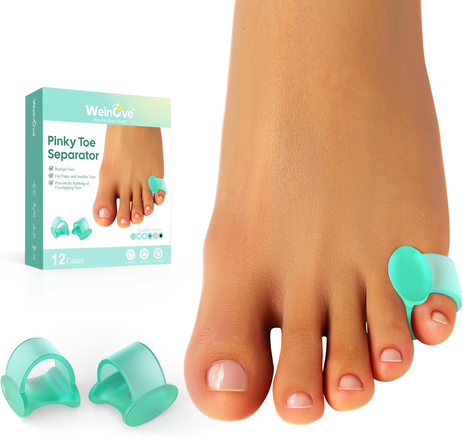 Amazon.com: Welnove Gel Toe Separator - 12 Pack Pinky Toe Spacers - FSA ...