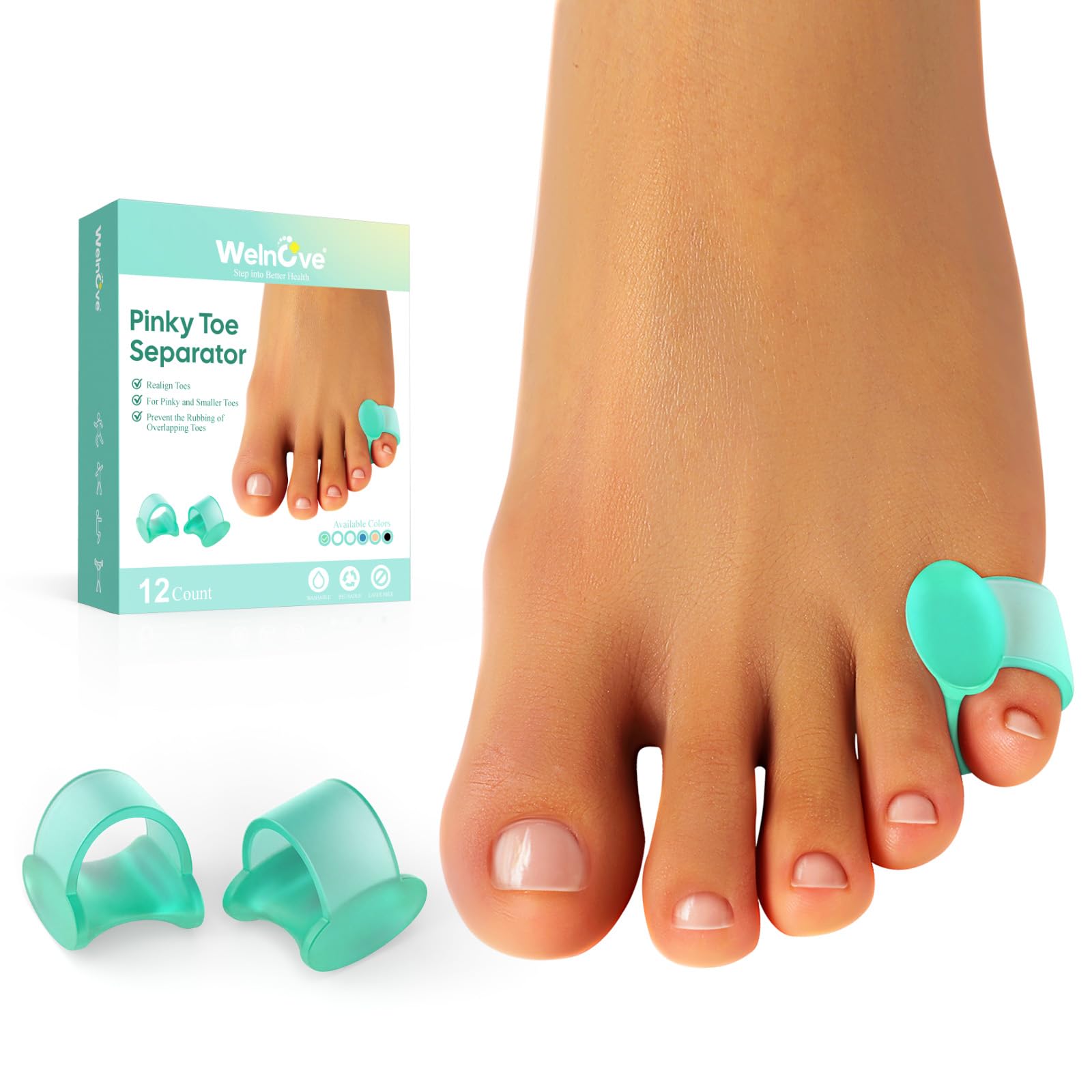 Amazon.com: Welnove Gel Toe Separator - 12 Pack Pinky Toe Spacers - FSA ...