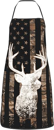 Amazon.com: Mshutbna Camo Hunting Deer American Flag Kitchen Aprons for ...