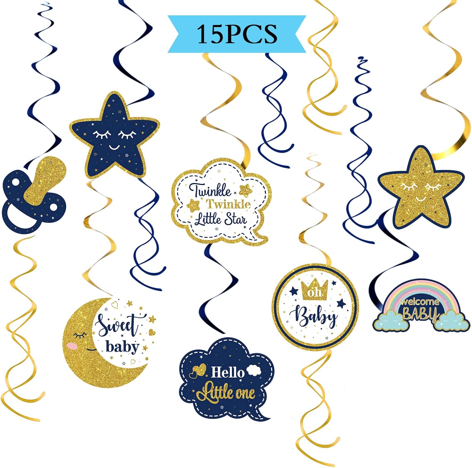 Amazon.com: Twinkle Twinkle Little Star Hanging Swirls, Moon & Star ...