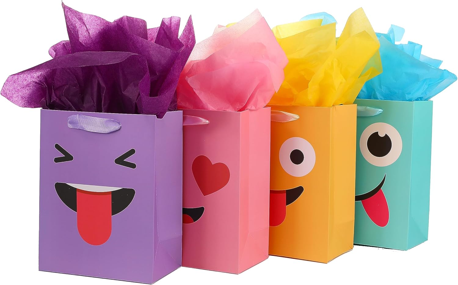 Amazon.com: jabberwpacking 4 Pack Cute Medium Gift Bags with Tissue ...