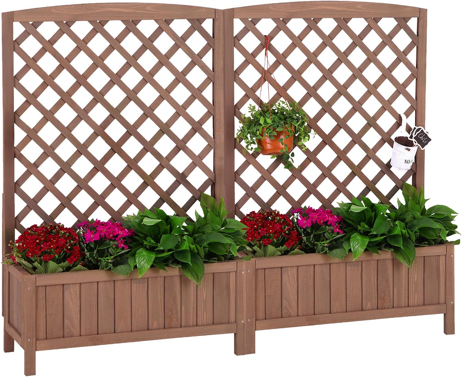 Amazon.com: Outvita Raised Garden Bed with Trellis, Wood Planter Box ...