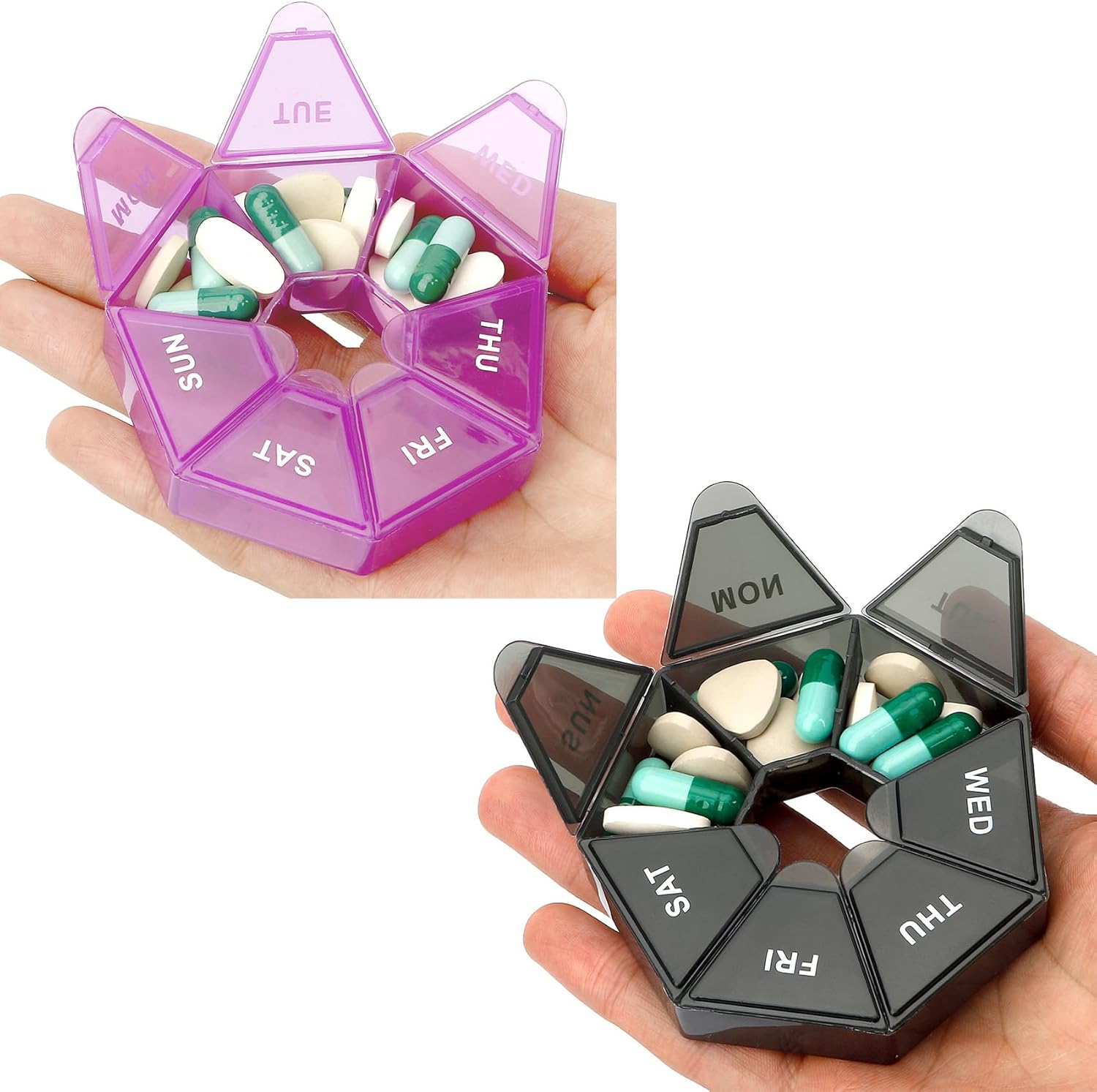 Amazon.com: Pill Organizer, 2 Pack Pill Box, Small Pill Case,Medicine ...
