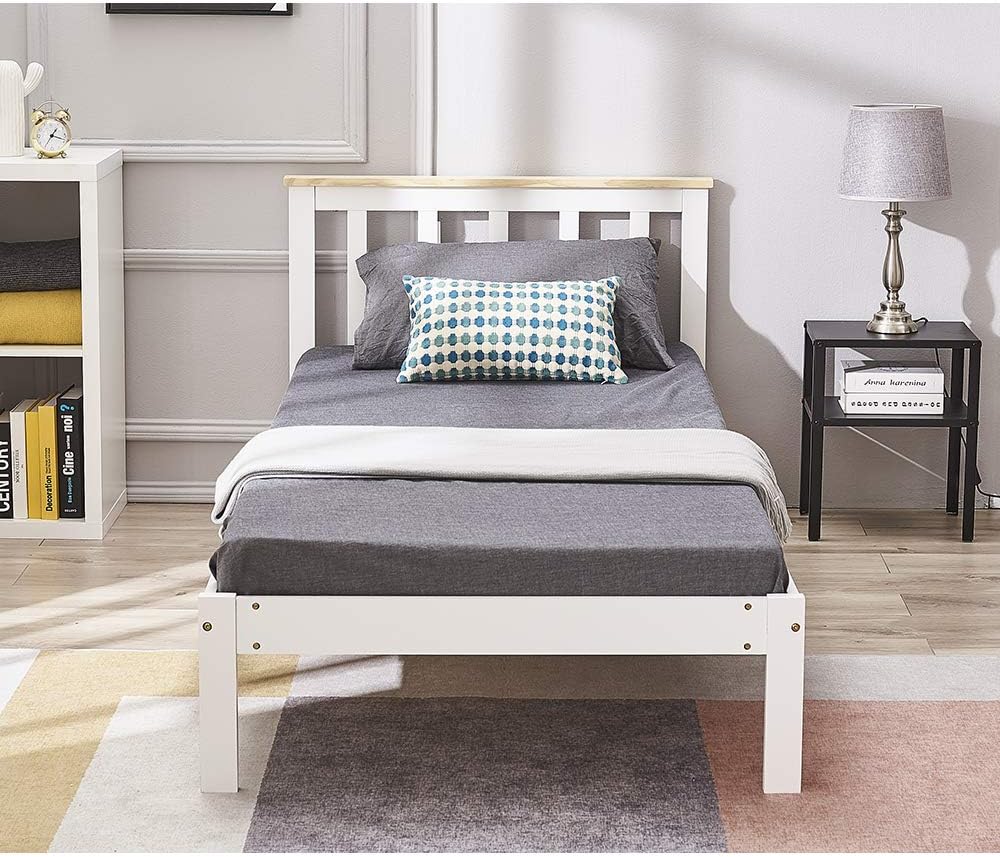 Panana Single Bed Frame In White 3FT Solid Pine Wooden Bed, Sturdy and ...