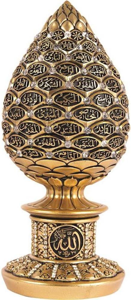 Amazon.com: Table Decor Gold Egg Sculpture Figure Arabic 99 Names of ...