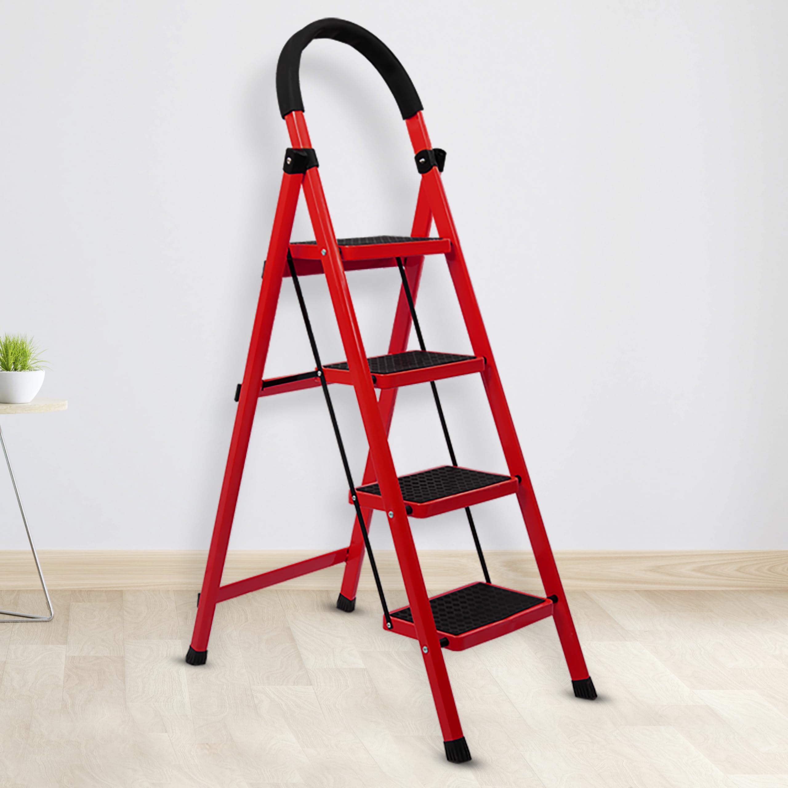 Plantex Cheston Premium GI Steel Foldable 4 Step Ladder for Home/Wide ...