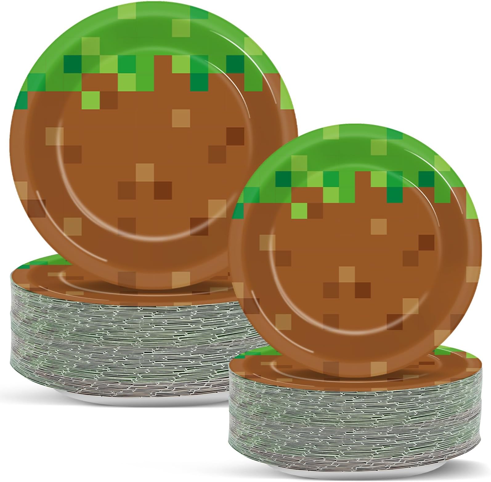 Amazon.com: 100PCS Pixel Birthday Party Paper Plates Mining Pixel Party ...