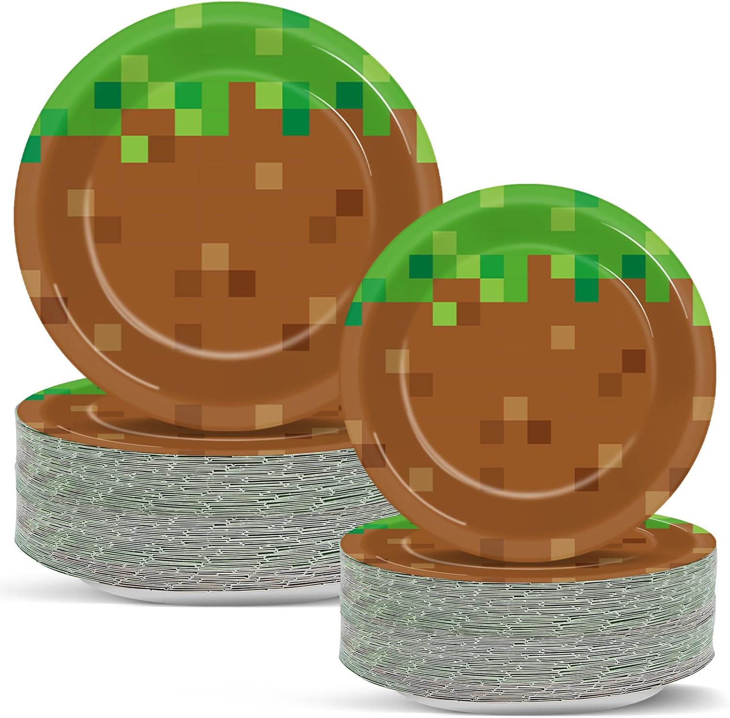 Amazon.com: 100PCS Pixel Birthday Party Paper Plates Mining Pixel Party ...