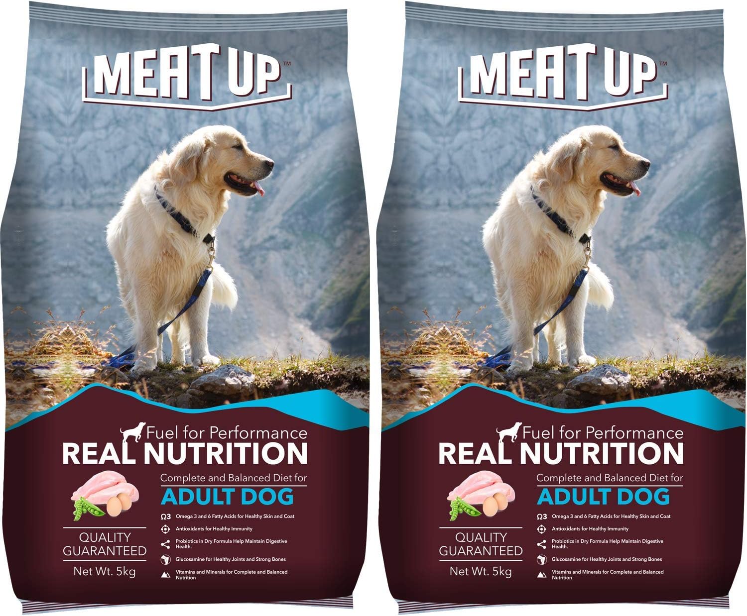 Meat Up Adult Dog Dry Food, 5 kg (Buy 1 Get 1 Free) - Chicken Flavour ...