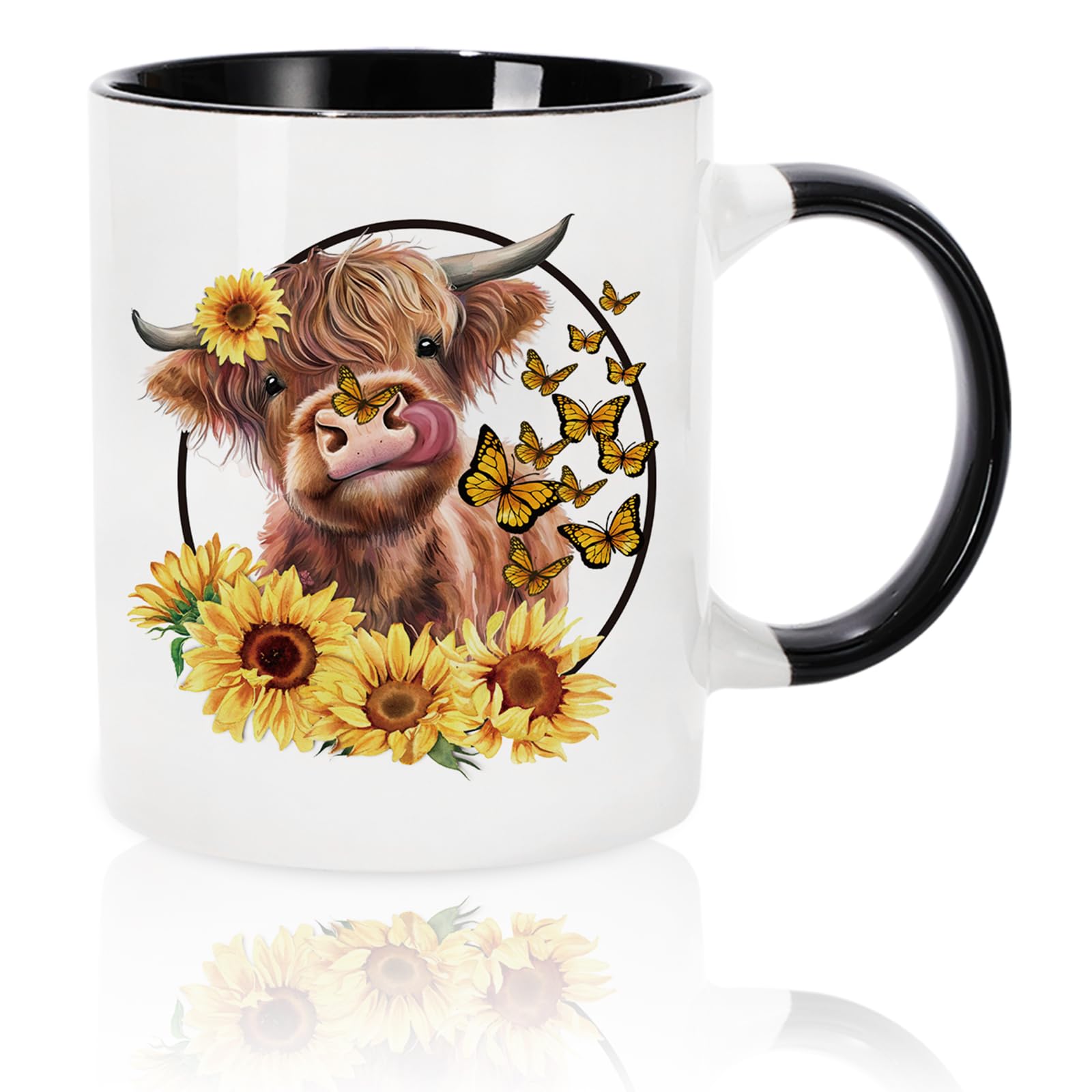 Amazon.com: Whaline Highland Cow Mug Fall Cow Sunflower Coffee Mug ...