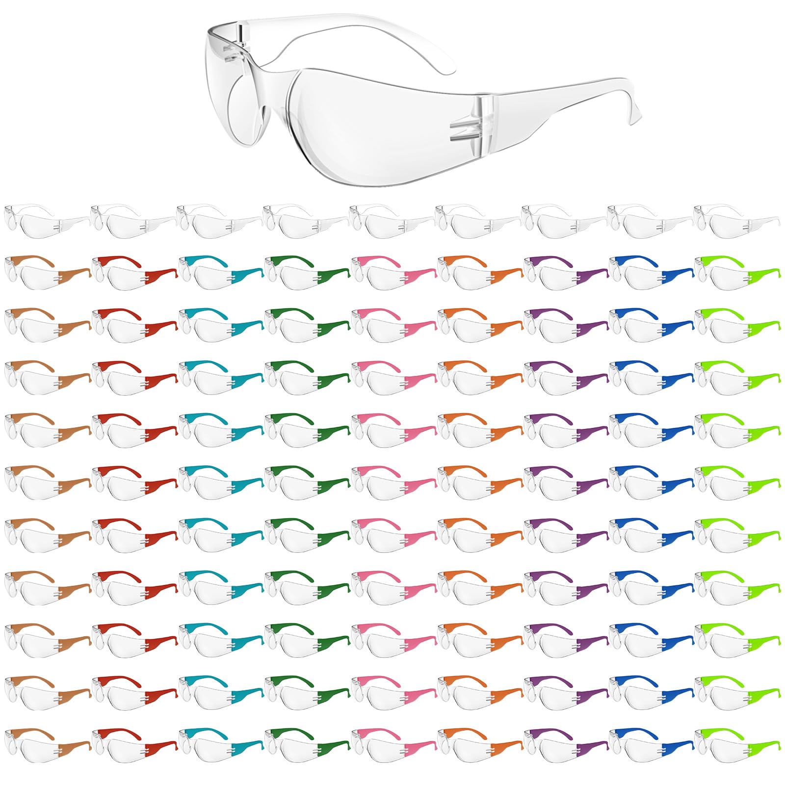 WFEANG Clear Safety Glasses 100 Pair Protective Eyewear for Men Women ...