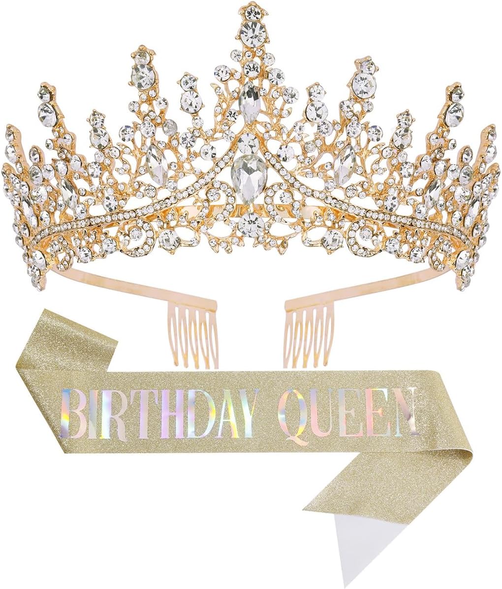 Amazon.com : Araluky Birthday Crown Adult Woman & Glitter Its My ...