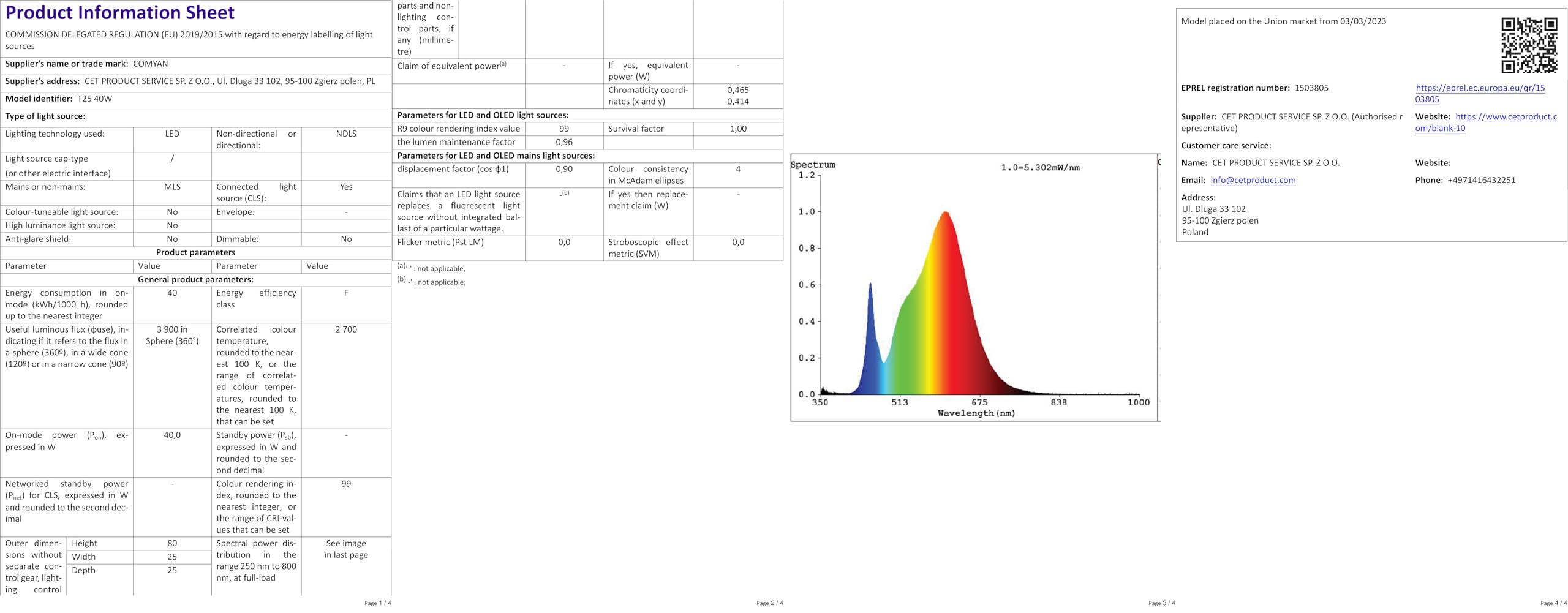 Comyan E14 40W Cooker Hood Light Bulb 230V 320lm T25 Extractor Fan Bulb ...
