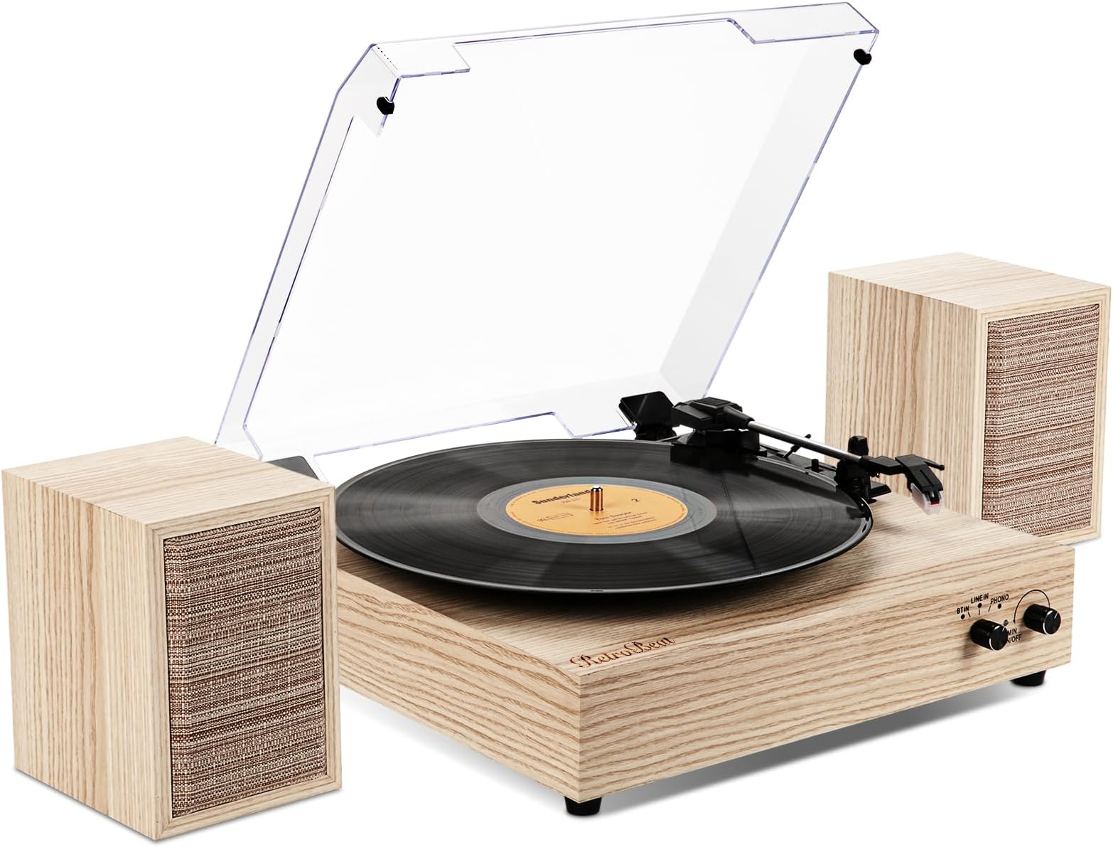 Amazon.com: Minimalist Bluetooth Turntable with Hi-Fi Sound, 3-Speed ...