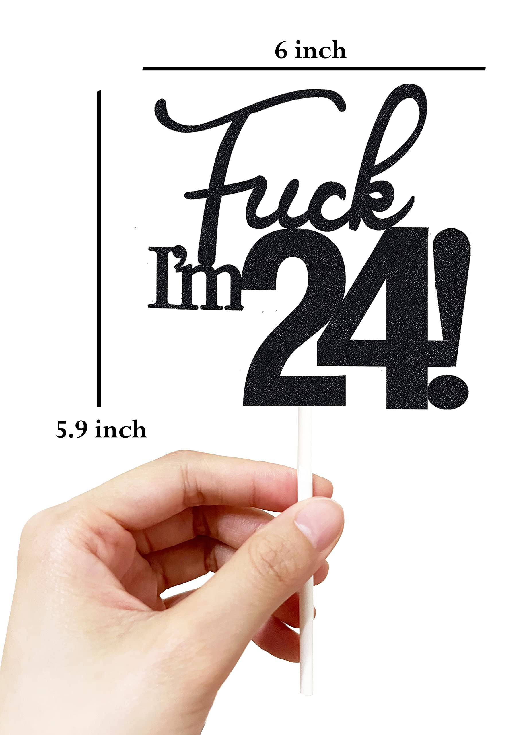 Snapklik.com : 24 Cake Toppers, 24 Birthday Cake Toppers-Black Glitter ...