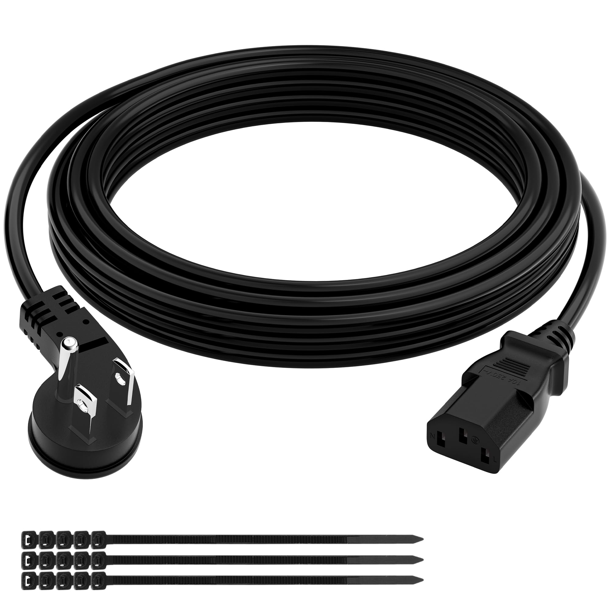 Amazon.com: Elecan 3 Prong S Flat Plug Replacement Power Cord 20 FT-45 ...