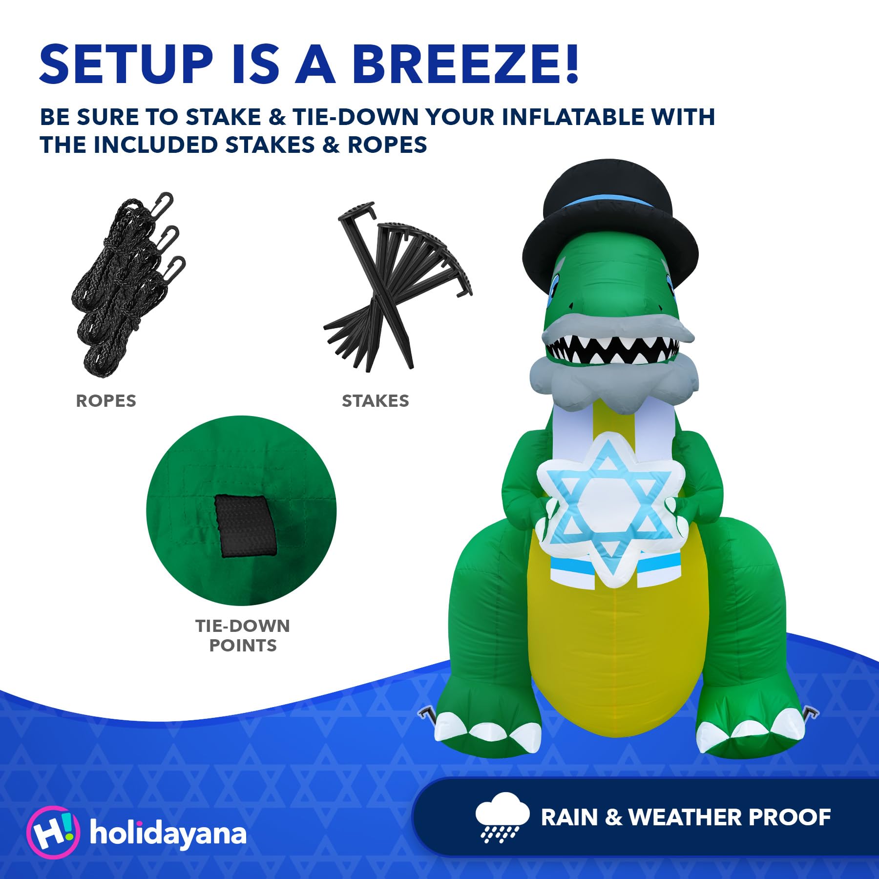 Snapklik.com : Holidayana Hanukkah Inflatables 5ft Rabbi T-rex Yard ...
