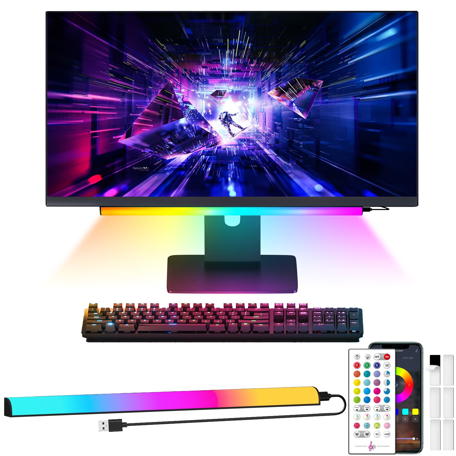 Snapklik.com : Tyute Under Monitor Light Bar,RGB Screen Desk Light PC ...