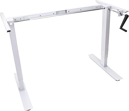Standing Desk, Manual Crank Adjustable Height Sit-Stand Frame (White ...