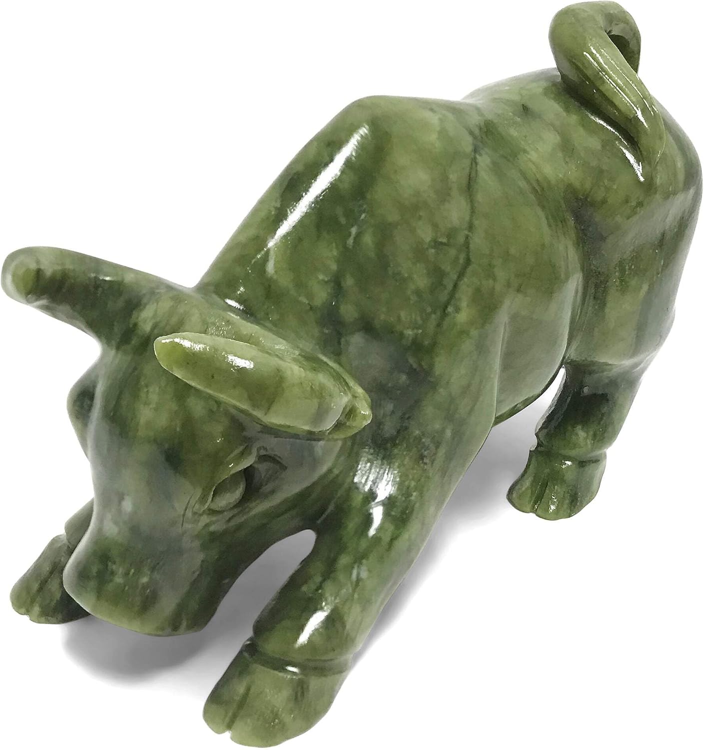 Amazon.com: Gem Avenue Hand-Carved Nephrite Jade Bull Gemstone Animal ...