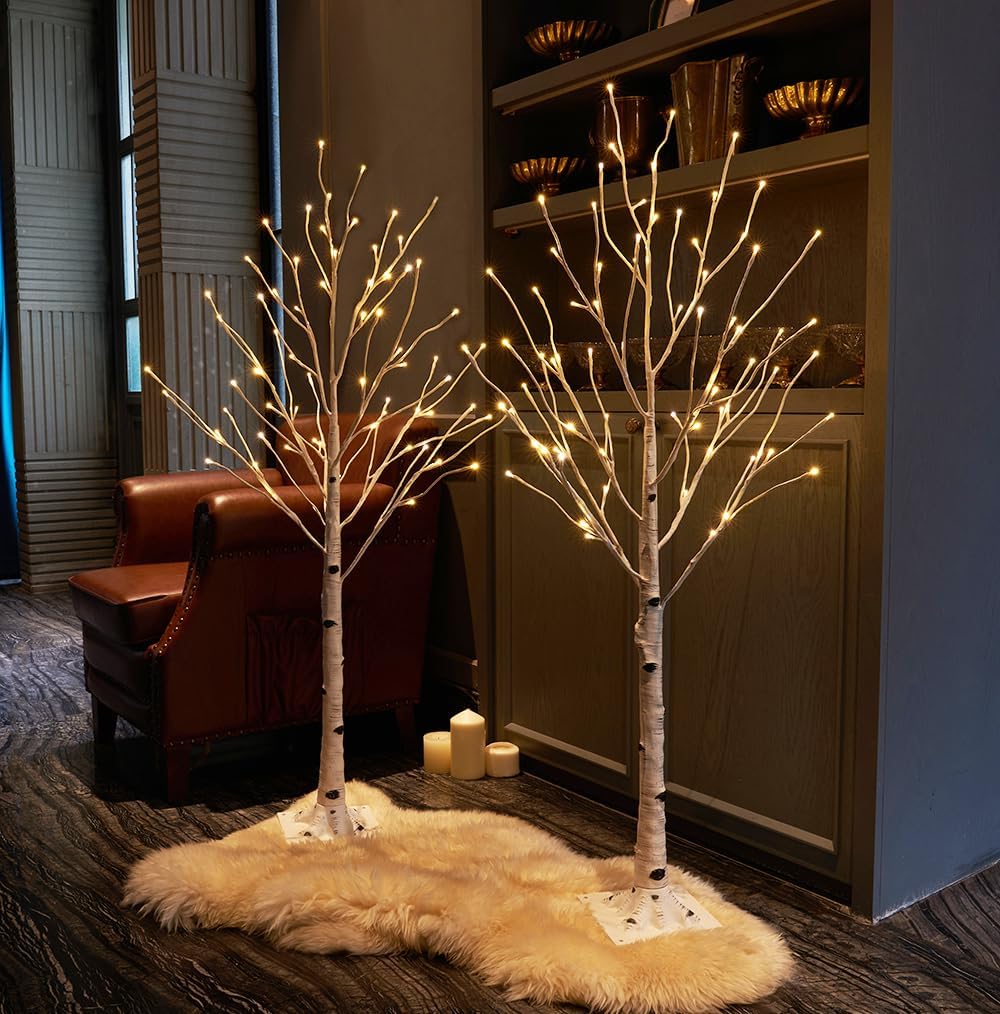 Amazon.com: LITBLOOM 2 Pack Lighted Birch Twig Tree with Lights 4FT 72 ...