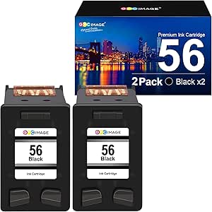 GPC Image 2 Black Remanufactured 56 Ink Cartridge Replacement for HP 56 ...