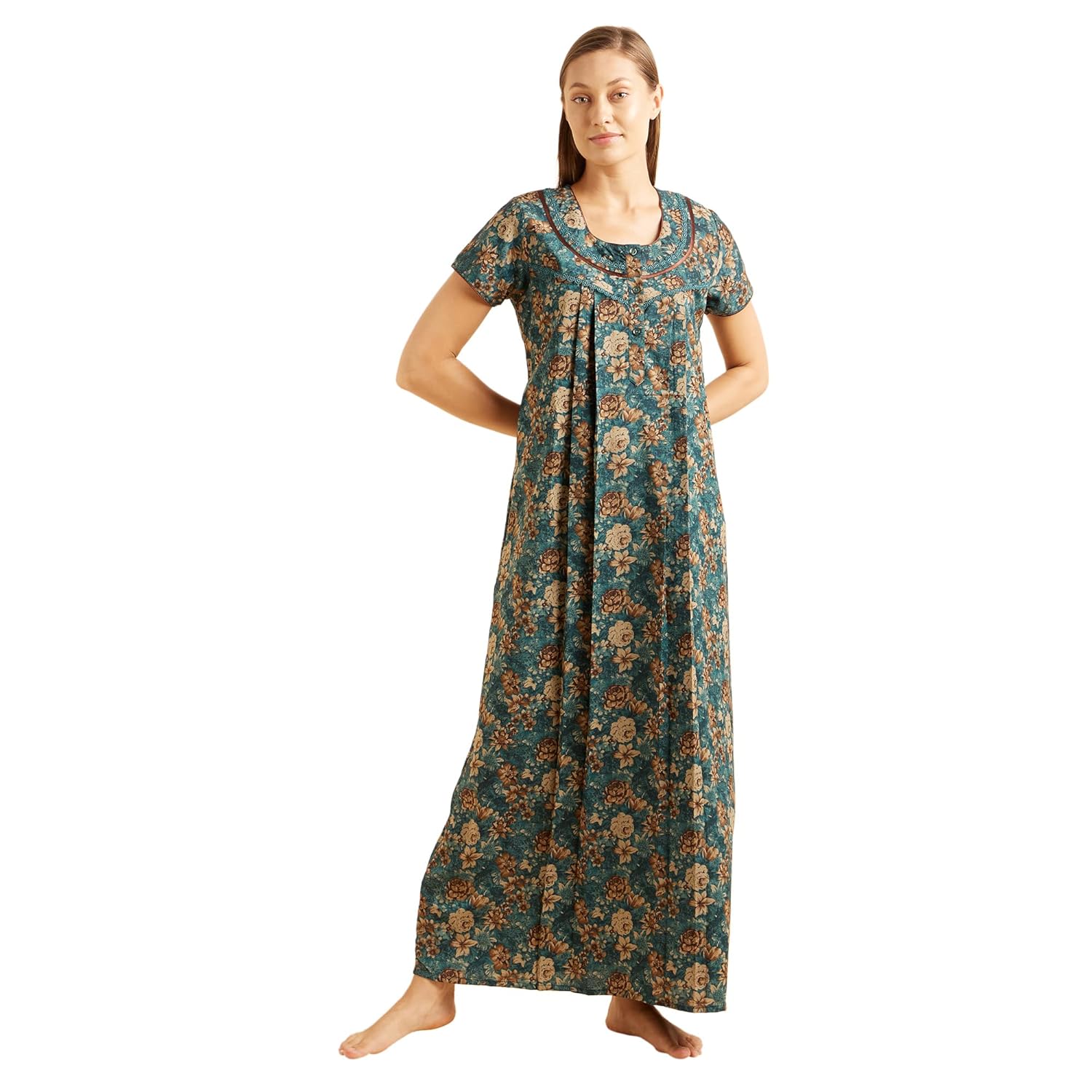 Buy Sweet Dreams Women's Cotton Blend Maxi Modern Nightgown (OCW-2742 ...
